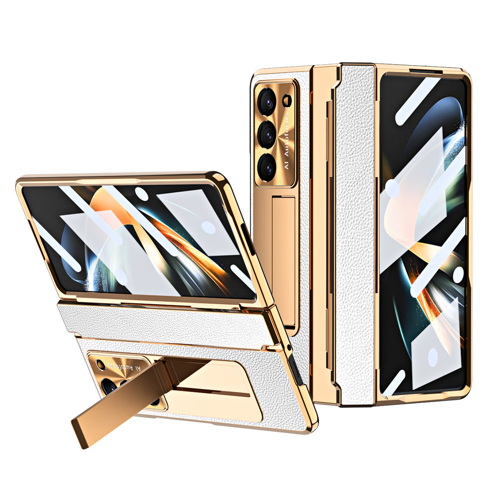 Luxury Leather Magnetic Bracket Shell Electroplated Phone Case For Gal ...